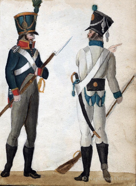 Nassau-Usingen - Füsilier der Infanterie links / Berg - Füsilier des 1 ...